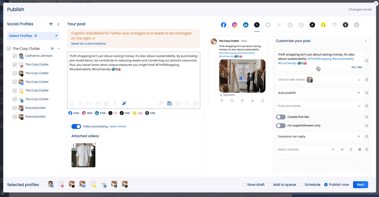 How can I customize my captions across social profiles? – Vista Social
