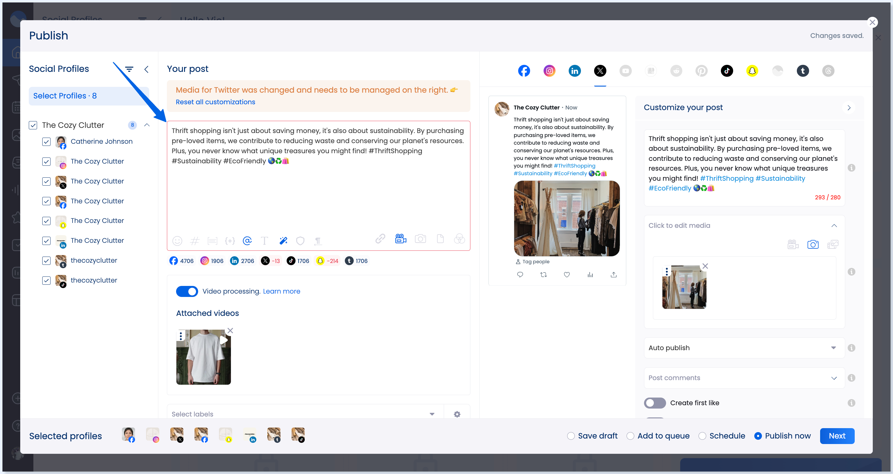 How can I customize my captions across social profiles? – Vista Social